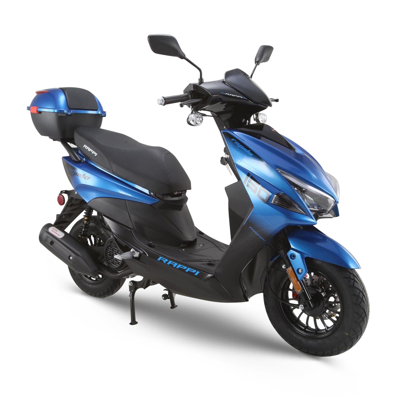 RAPPI RAPIDO-150 Blue 150CC Gas Motorcycle Adult Eqquipped Trunk, 4 St ...